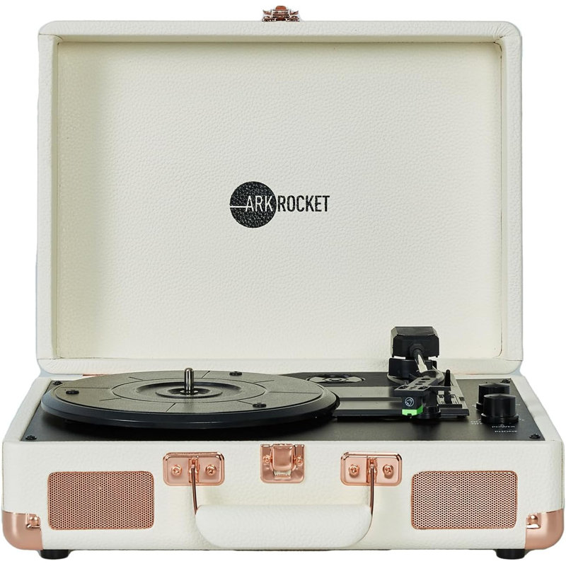 Arkrocket Audio Arkrocket Curiosity Bluetooth Turntable Retro Suitcase 3-Speed Record Player ...